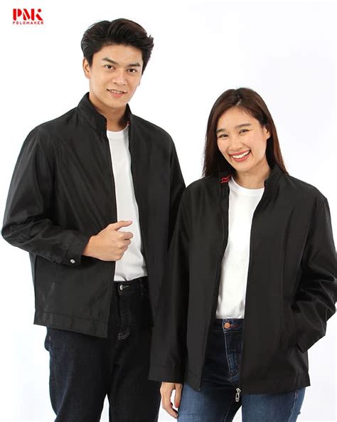 เสื้อแจ็คเก็ตคอจีน สีดำ ราคาถูก Pmk Polomaker
