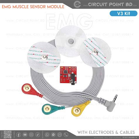 Emg Muscle Sensor Module V3 Kit With Electrodes And Cables Electromyography Emg Muscle Signal