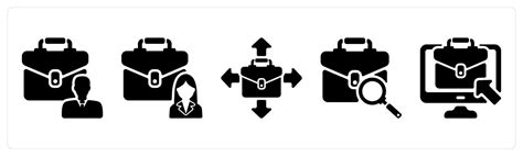 Set Of 5 Business Icons As Employability Business Oppurtunity Looking