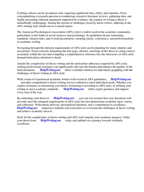 Apa Thesis Writing Style Pdf Apa Style Thesis