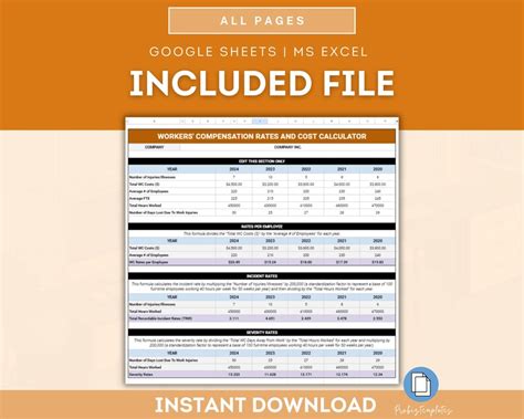 Workers Compensation Rates And Cost Calculator Template Employee