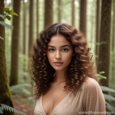 21 Year Old Model Poses In Forest Stable Diffusion En Línea