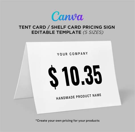 Editable Price Tags Tent Card Template Canva Pricing Sign Printable