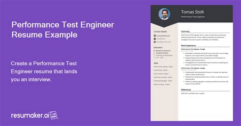 Performance Test Engineer Resume Examples Template And 20 Tips