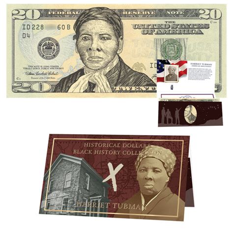 Official Harriet Tubman 20 Dollar Bill W Official Currency Card Re