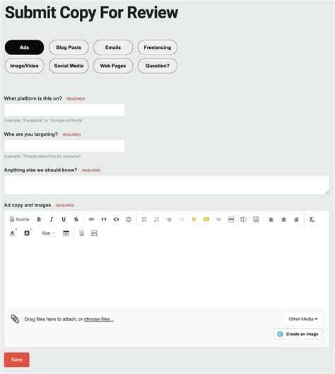 Intake Form For Copywriting And Marketing For Review Swipefile
