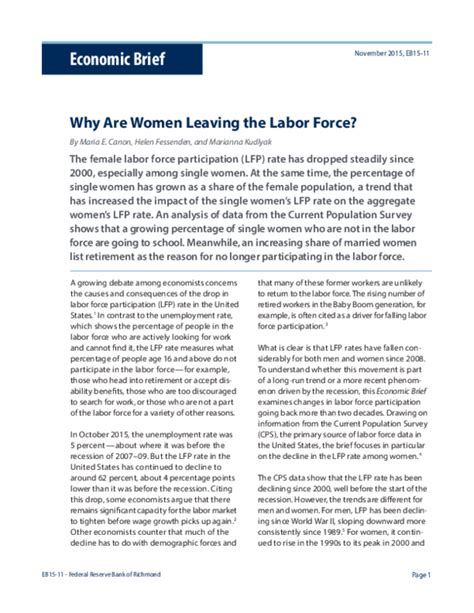 Pdf Why Are Women Leaving The Labor Force