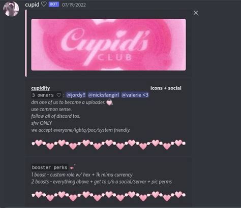 The Cupids Club Homepage Is Displayed In Pink And Black With Hearts On It