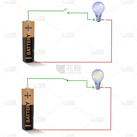 使用灯泡和电池的打开和关闭开关