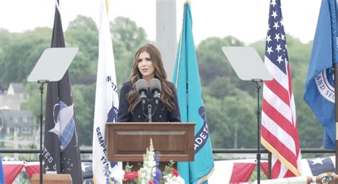 At Coast Guard Graduation Kristi Noem Talks As Protesters Gather