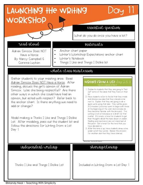 Launching Writing Workshop Lesson 5
