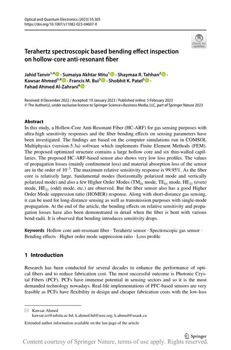 Terahertz Spectroscopic Based Bending Effect Inspection On Hollow Core Anti Resonant Fiber