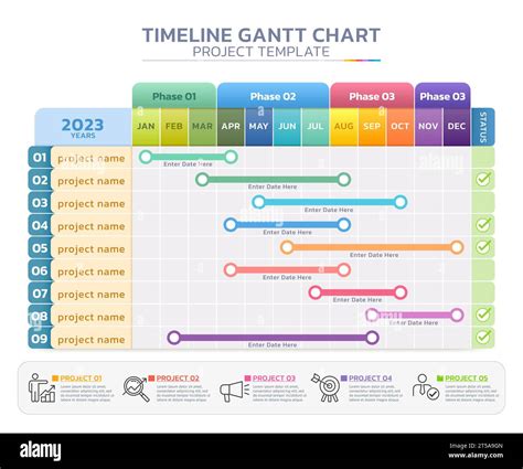 Timeline Gantt Chart Infographic Template Background Stock Vector Image