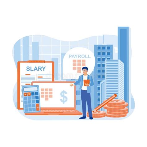 Man Calculating Salary Using A Calculator Earning Salary Online On The