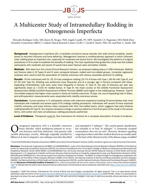 Pdf A Multicenter Study Of Intramedullary Rodding In Osteogenesis
