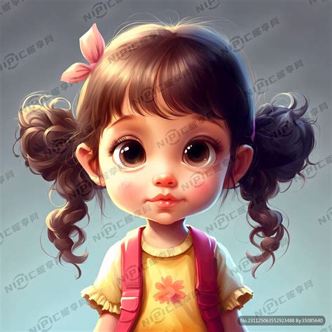 Ai创作图卡通小女孩可爱 昵图网