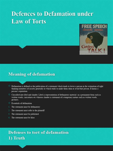 Defamation Defenses In Tort Law Pdf Defamation Government