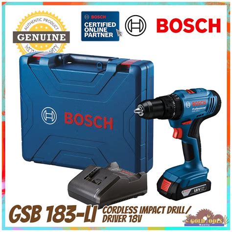 Bosch Gsb 183 Li 18v Cordless Impact Drill Driver Kit Set
