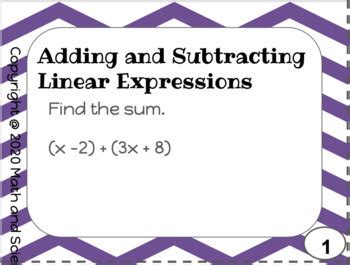 Adding And Subtracting Linear Expressions Printable Task Cards TPT