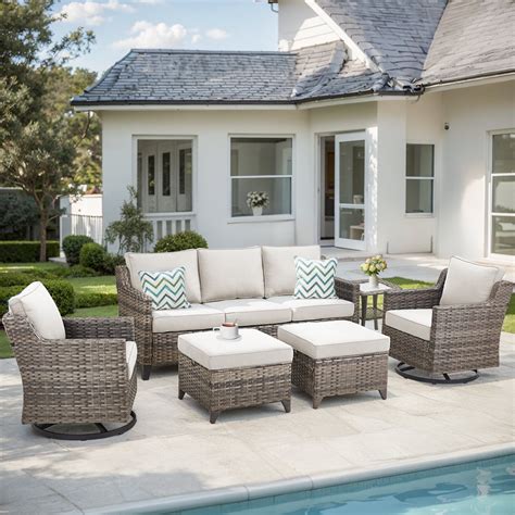 Lark Manor™ 6 Pieces Outdoor Wicker Patio Conversation Furniture Set 5