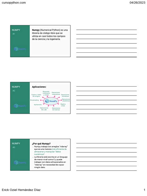 SecciÓn 07 LibrerÍa Numpy Pdf Programación De Computadoras Datos De Computadora