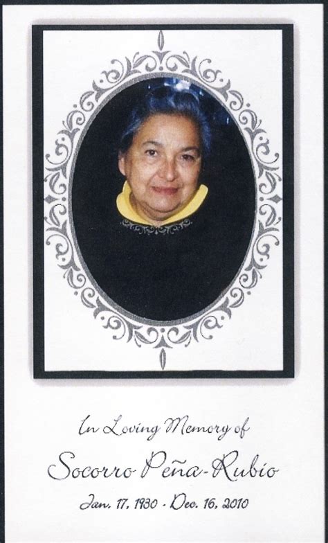 Socorro Pena Rubio Obituary Chula Vista Ca