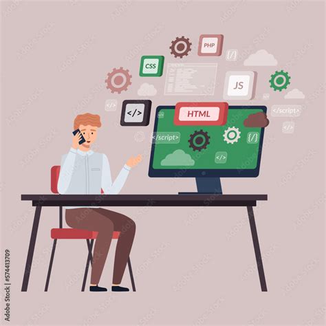 Programmer Doing Programming Languages Design And Program Code On