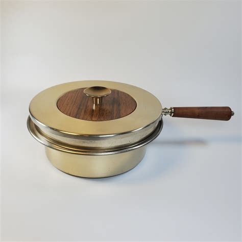 Kitchen Vintage Mcm Wooden Teak Buehner Wanner Dura Brass Chafing