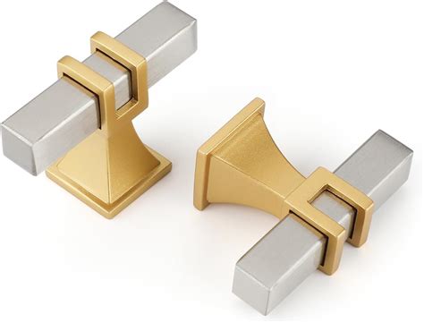 Lepatape 10 Pack Cabinet Knobs Brushed Nickel And Gold Dresser Drawer