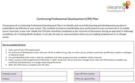 Continuing Professional Development Cpd Plan And Record Elearning