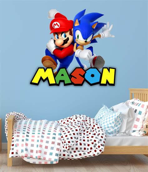 Sonic And Mario 3d Wall Sticker Mural Decal 3d Smash Vinyl Etsy