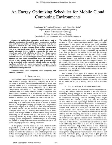 Pdf An Energy Optimizing Scheduler For Mobile Cloud Computing