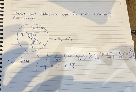 Solved Derive Heat Diffusion Equ For Radial Circular Coor
