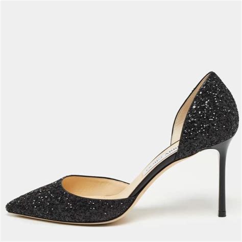 Jimmy Choo Black Glitter Logan Pointed Toe Pumps Size 39 Jimmy Choo The Luxury Closet