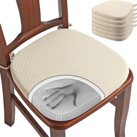 Buyue Luxury Memory Foam Chair Cushions 6 Pack Jacquard 16