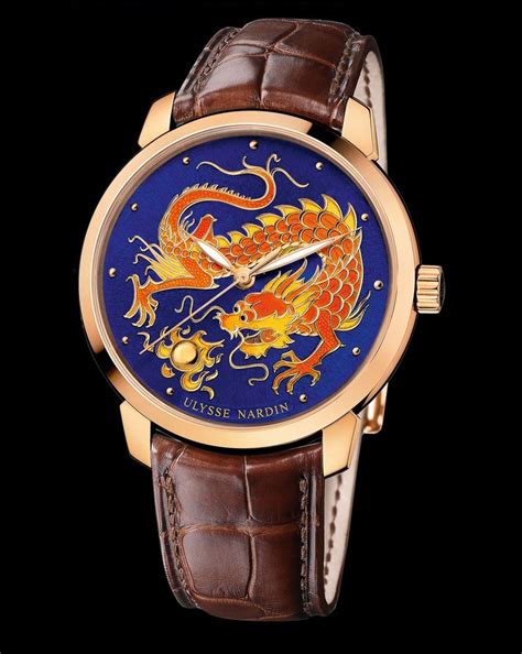 Réplicas De Ulysse Nardin Classico Dragon Rg Blue Enamel Leather