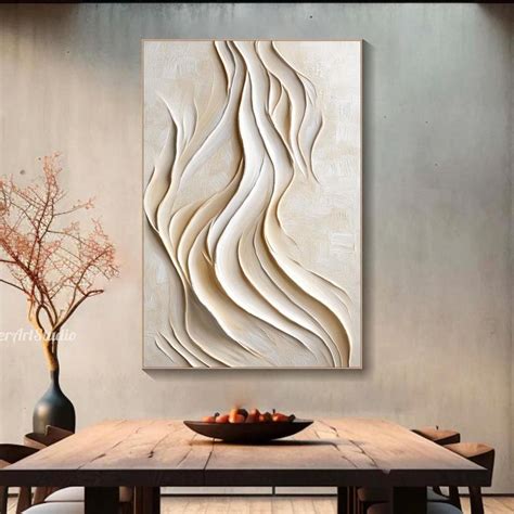 3d Ocean Waves Textured Wall Art Large Wabi Sabi Wall Art Minimalist