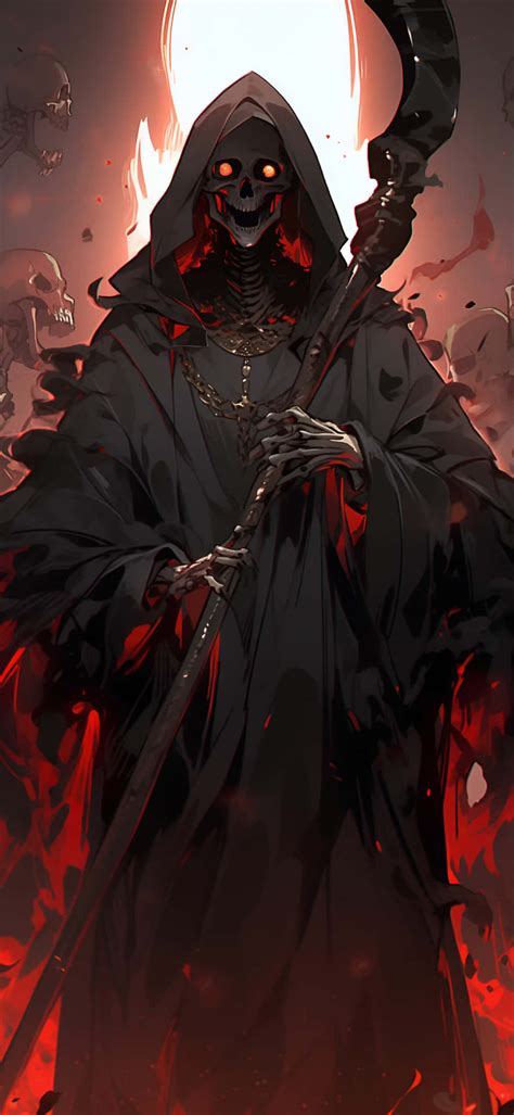 Download Grim Reaper In Flames Artwork Wallpaper