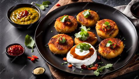 Aloo Tikki Chaat Crispy Potato Patties Topped With Chutney Yogurt And