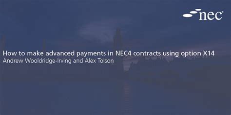 Nec Contracts® On Linkedin For An Advanced Payment To Be Made In An Nec4 Contract Secondary