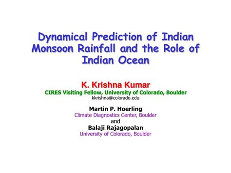 Ppt Current Practices Of Dynamical Monsoon Rainfall Prediction Powerpoint Presentation Id