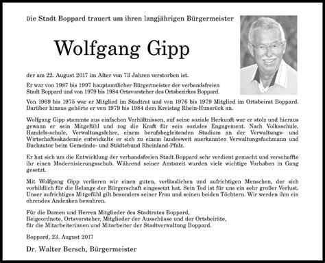 Traueranzeigen Von Wolfgang Gipp Rz Trauerde