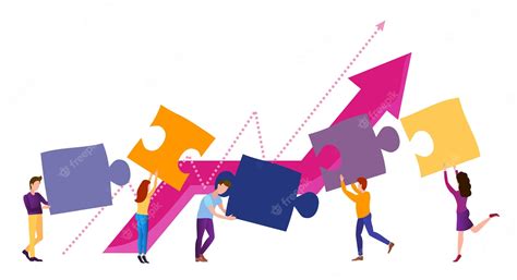 퍼즐 요소를 연결하는 팀은 유 사람들 팀워크 협력 파트너십 비즈니스 개념 평면 디자인 스타일의 상징 프리미엄 벡터