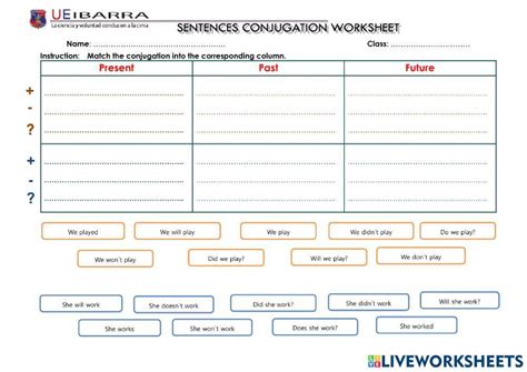 Simple Conjugat Free Interactive Worksheets 2065465