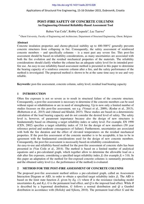 Pdf Post Fire Safety Of Concrete Columns An Engineering Oriented Reliability Based Assessment