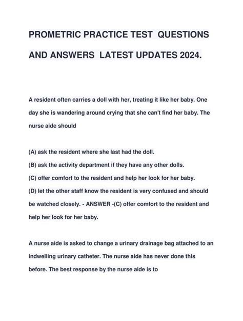 Prometric Practice Test Updated Questions And Answers Latest Updates