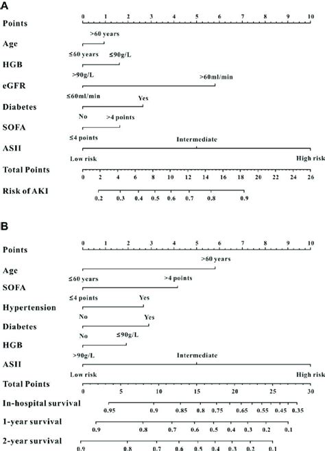 Evaluation Of Aki A And 2 Year Mortality B Associated Nomograms For
