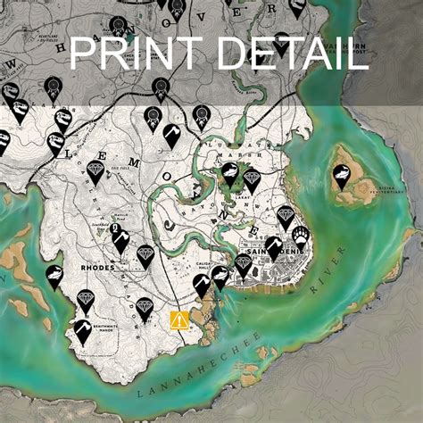 Full Rdr2 Map Collectable Guide Hidden Location Print Video Game Wall