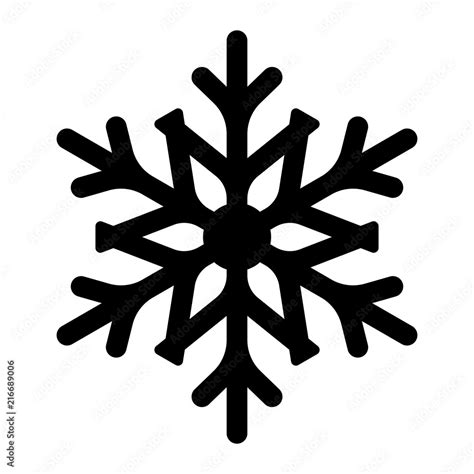 Simple Snowflake Icon Black Silhouette Isolated On White Stock Vector