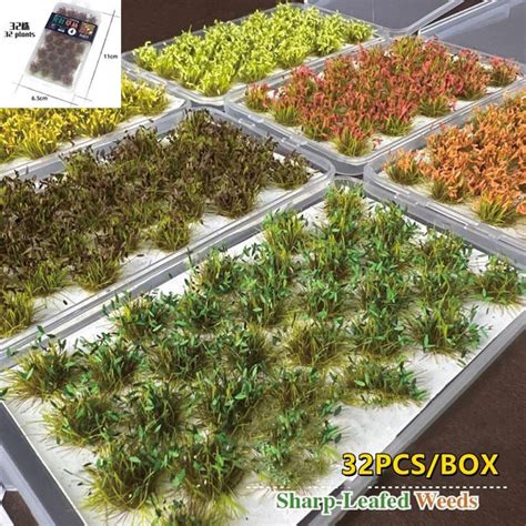 32pcsbox Diorama Diy Model Making Miniature Grass Cluster Military
